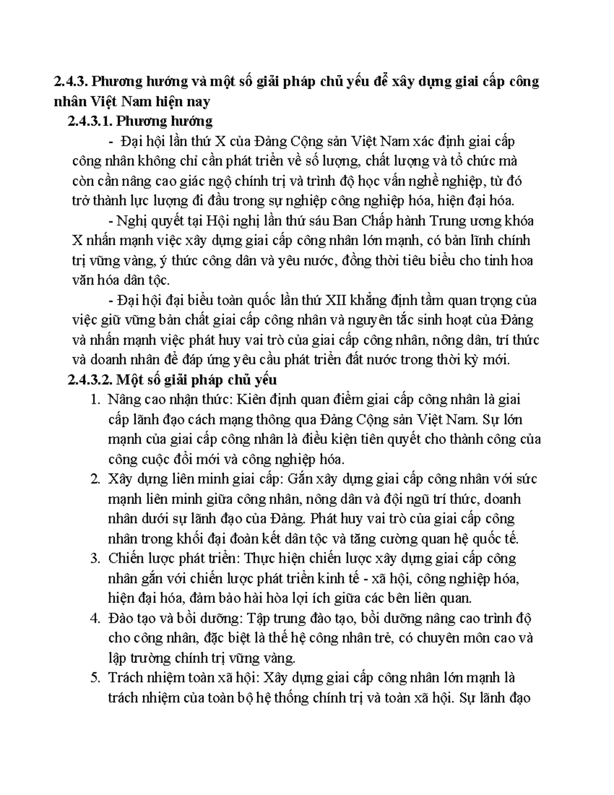 ND THUYẾT Trình PHẦN 3 - Giai cấp cn VN - 2.4. Phương hướng và một số ...