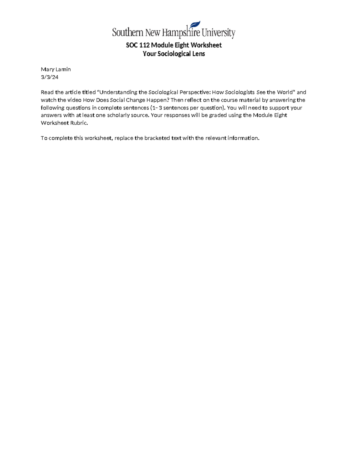 SOC 112 Module 8 - Summary Introduction to Sociology - SOC 112 Module ...