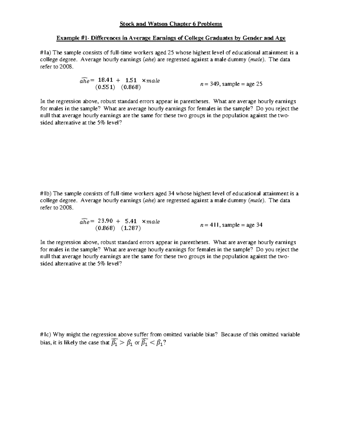 04122024 stock watson ch6 problems spring 24 - Stock and Watson Chapter 6 Problems Example # 1 ...