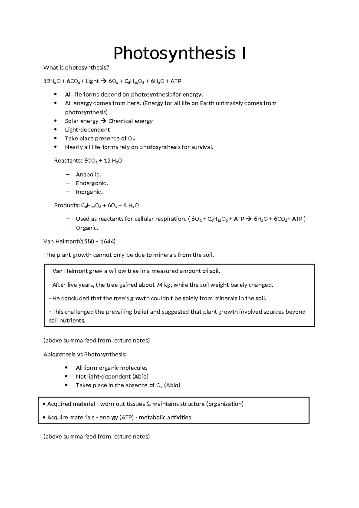 Photosynthesis I - Photosynthesis I What is photosynthesis? 12H 2 O ...