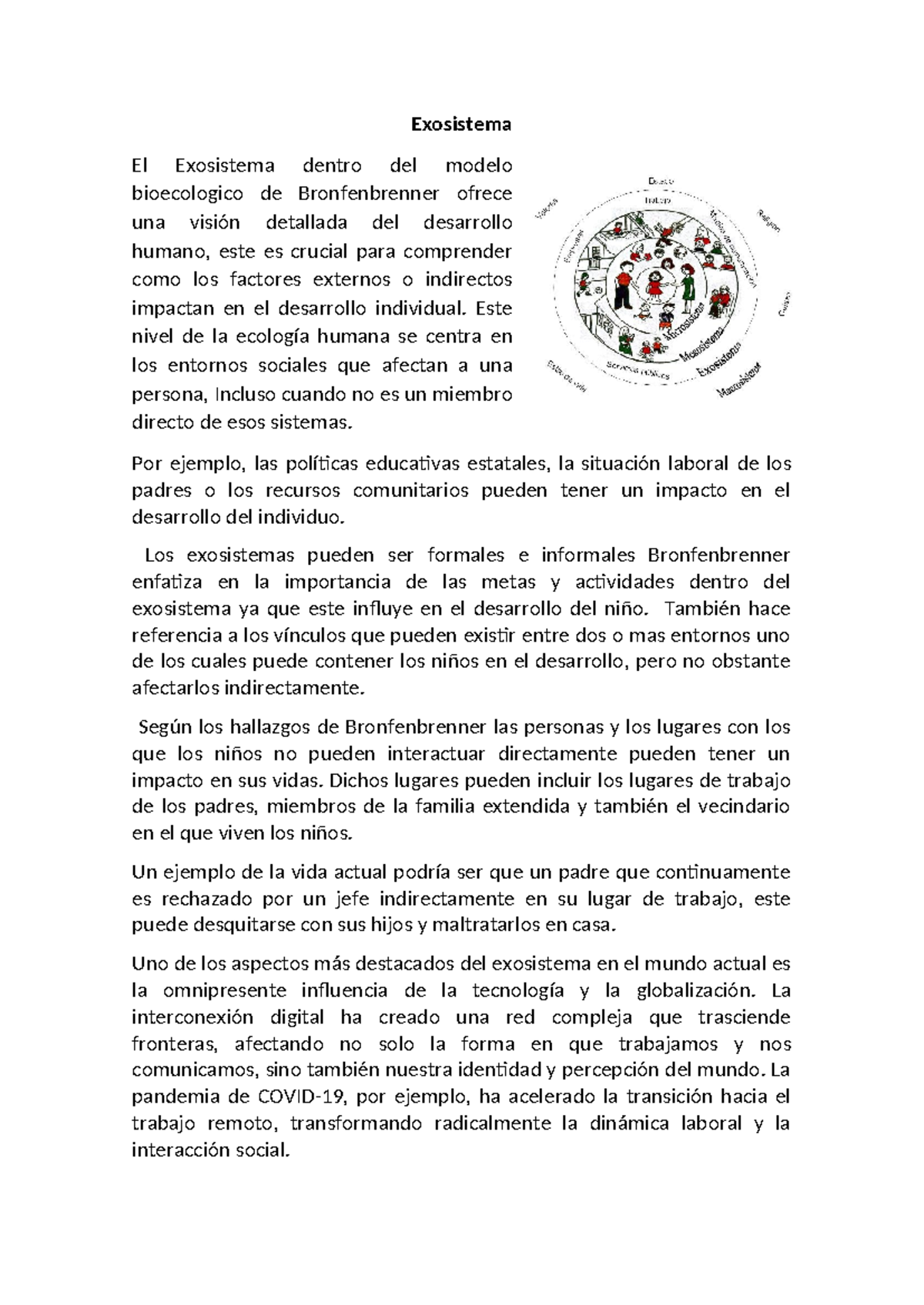 Exosistema - tarea - Exosistema El Exosistema dentro del modelo ...