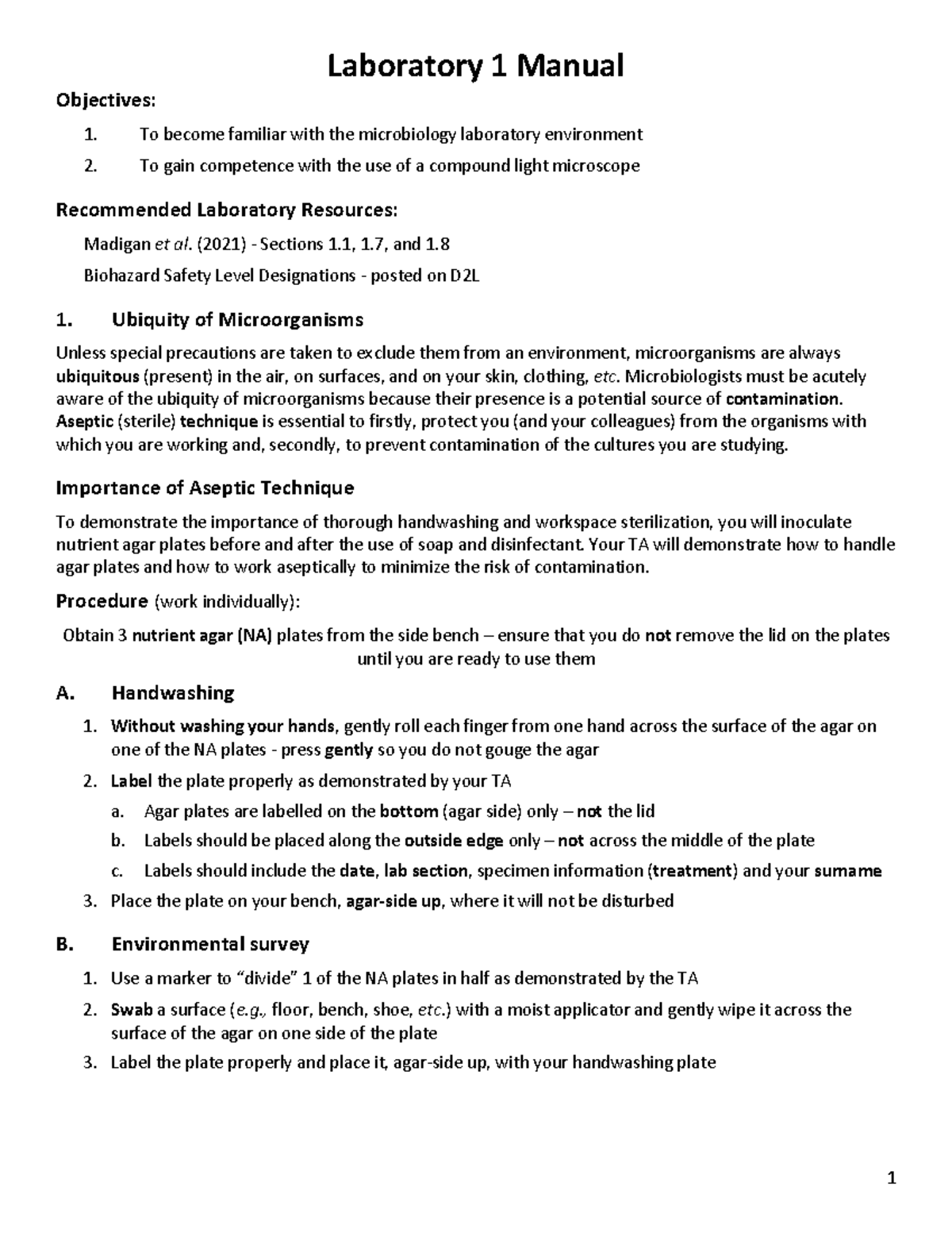 Manual Lab 1 W23 - CMMB 343 - Laboratory 1 Manual Objectives: To become ...