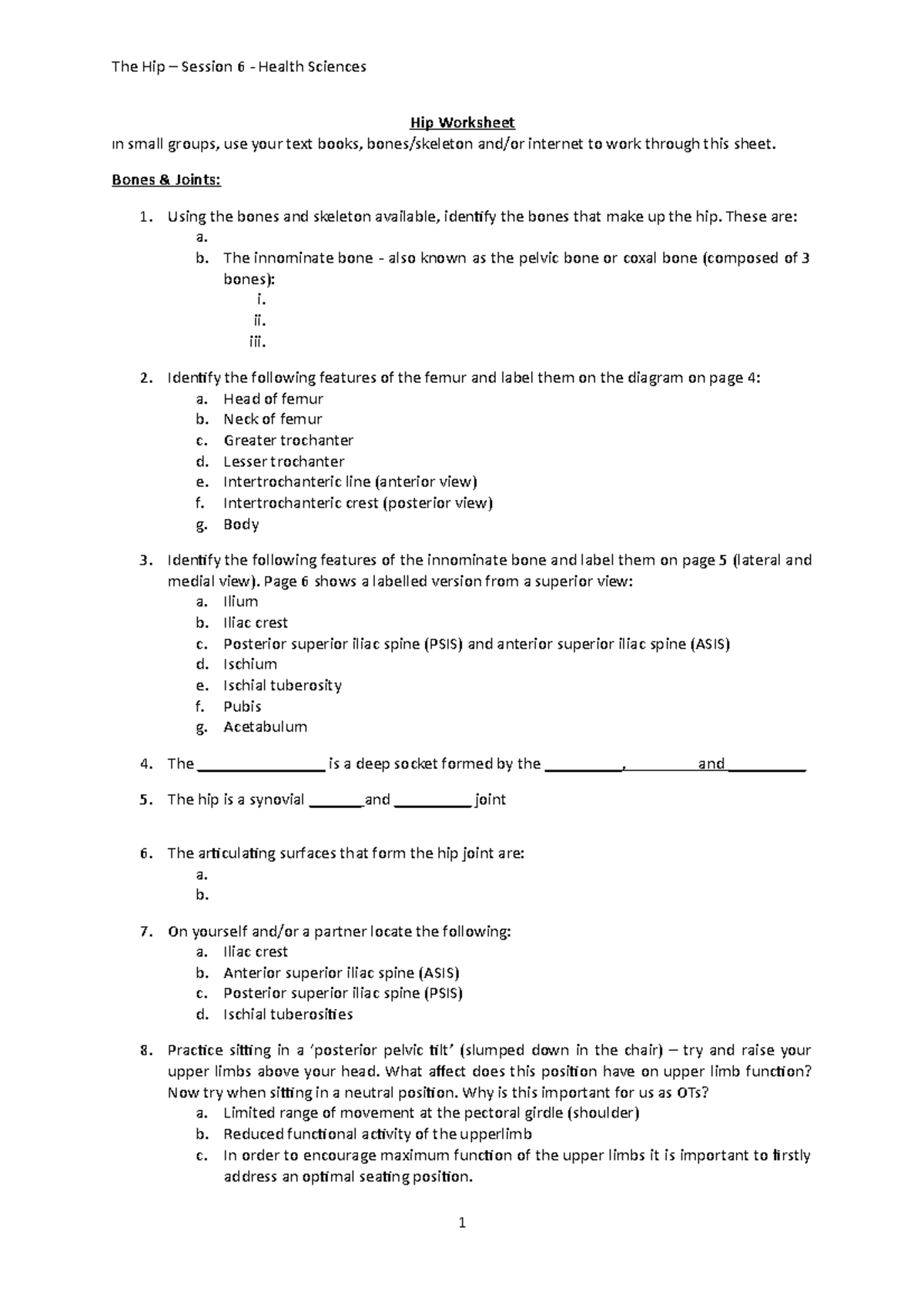 Session 3 Hip Worksheet - (student version)(2) - The Hip – Session 6 ...