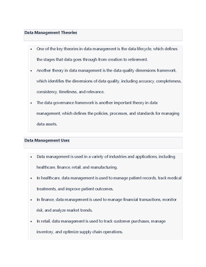 Data management notes - Data Management Overview • Data management ...