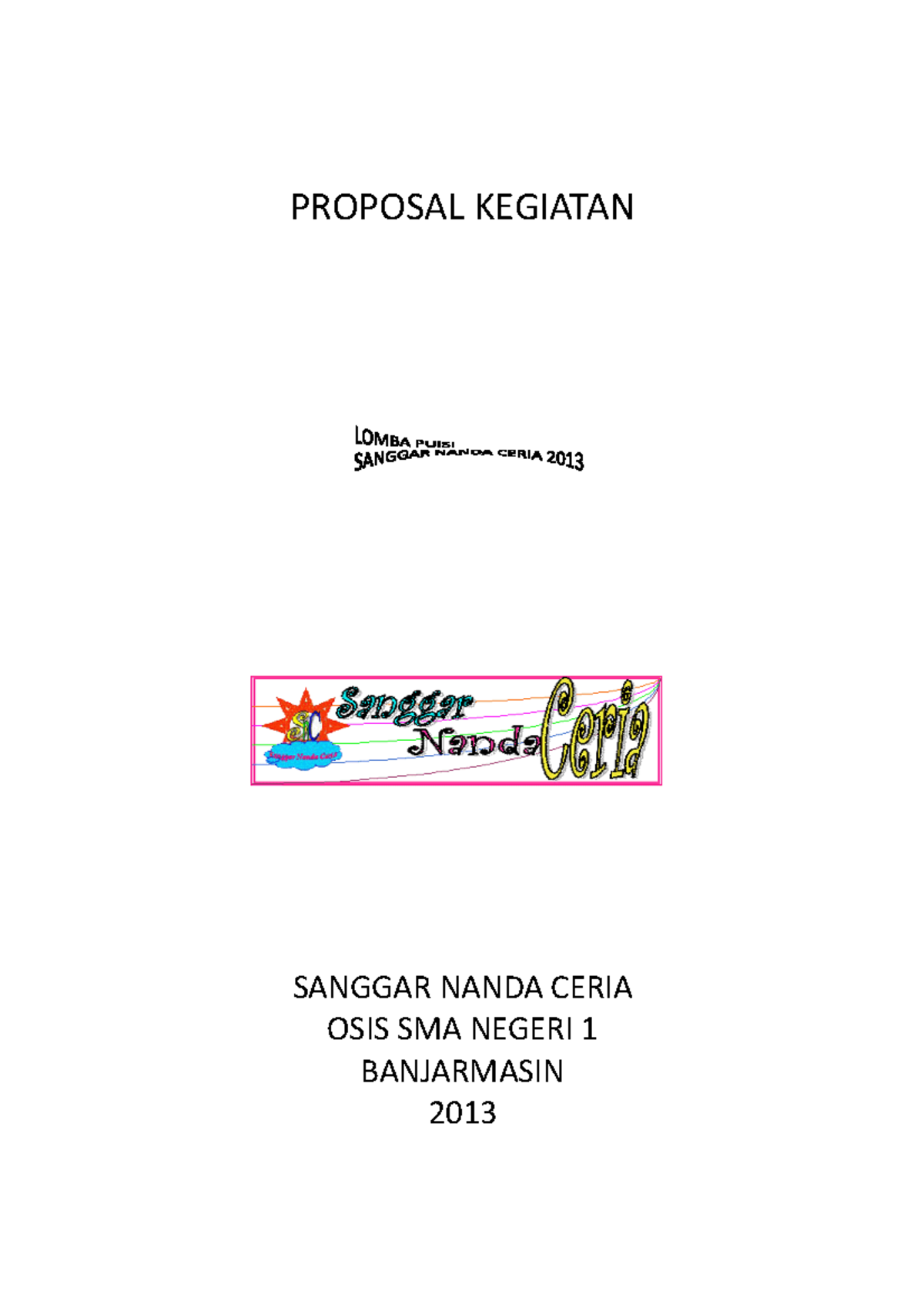Contoh Proposal Kegiatan Lomba - PROPOSAL KEGIATAN SANGGAR NANDA CERIA ...