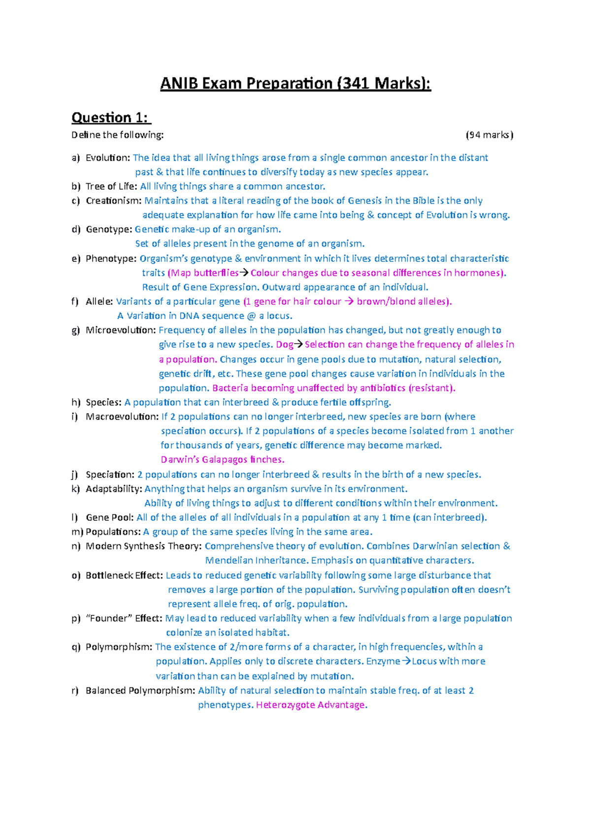 ANIB 2624 Exam Prep - ANIB Exam Preparation (341 Marks): Question 1 ...