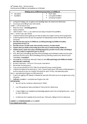 TMA01 - complete - TMA Part 1: Child psychology and childhood studies a ...