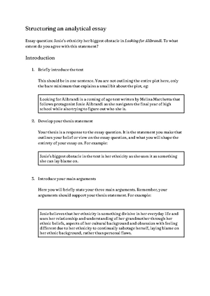 Year 11 - literary essay example - Year 10 - literary essay example ...