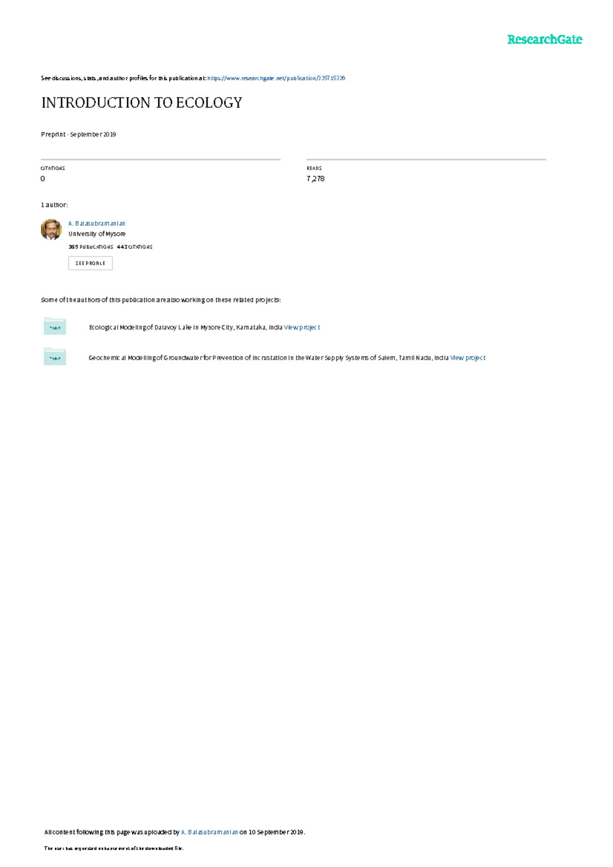Introductiontoecology 1 - See discussions, stats, and author profiles ...