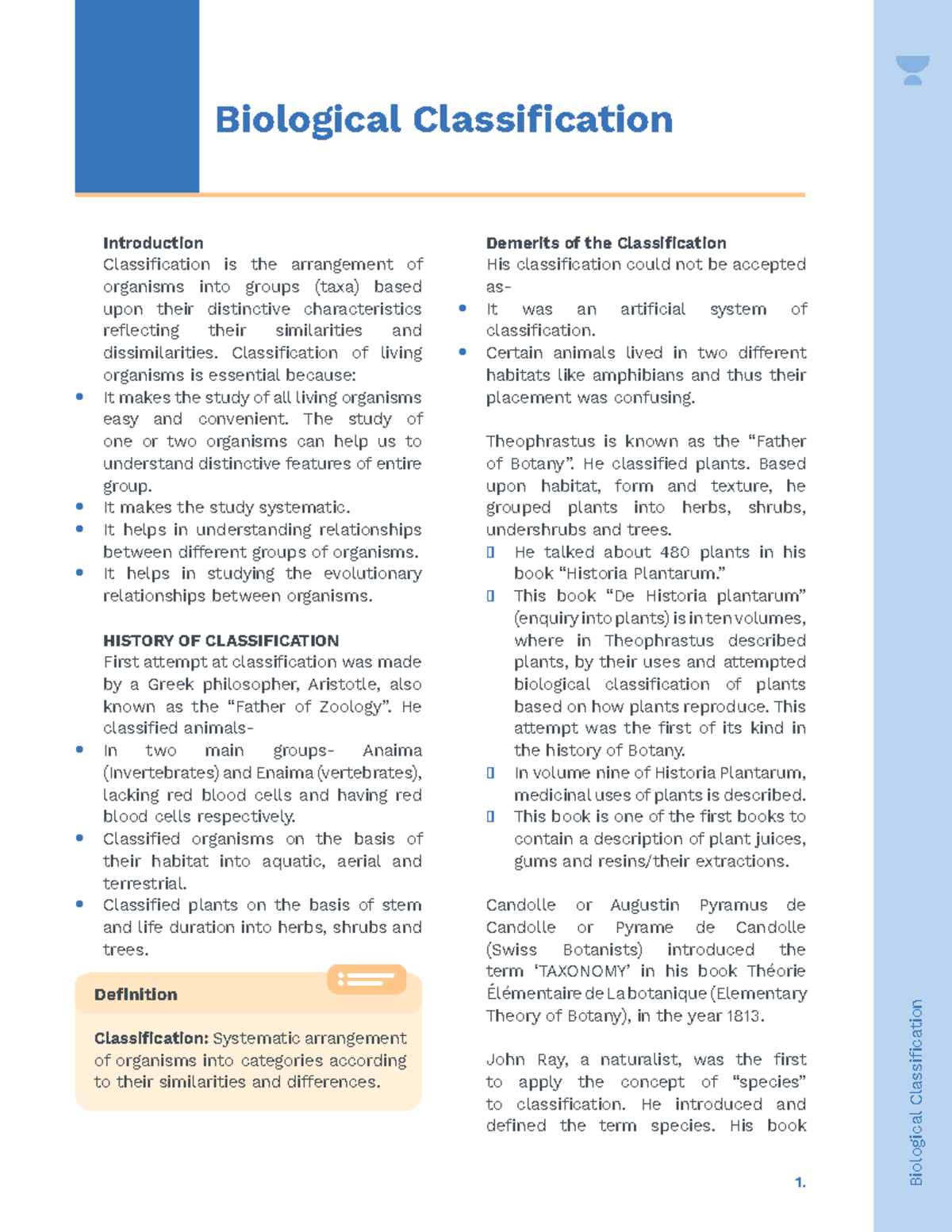 Biological Classification - Biological Classification Introduction Classification is the ...
