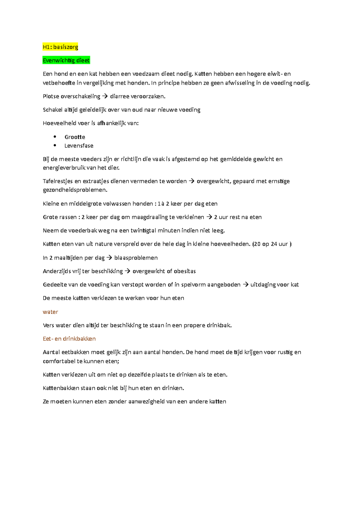 Basisverzorging en EHBO KH1 - H1: basiszorg Evenwichtig dieet Een hond ...