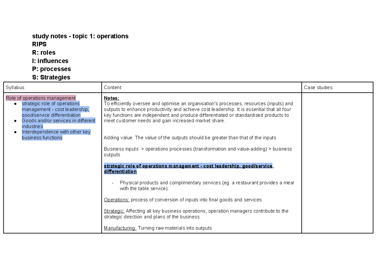 -study notes - topic 1 operations - study notes - topic 1: operations ...