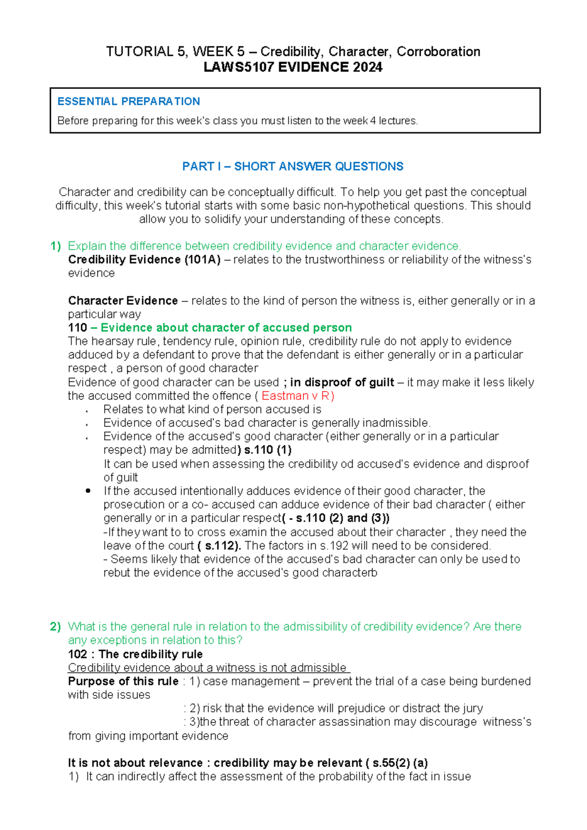 Tutorial 5 2024 - TUTORIAL 5, WEEK 5 – Credibility, Character ...