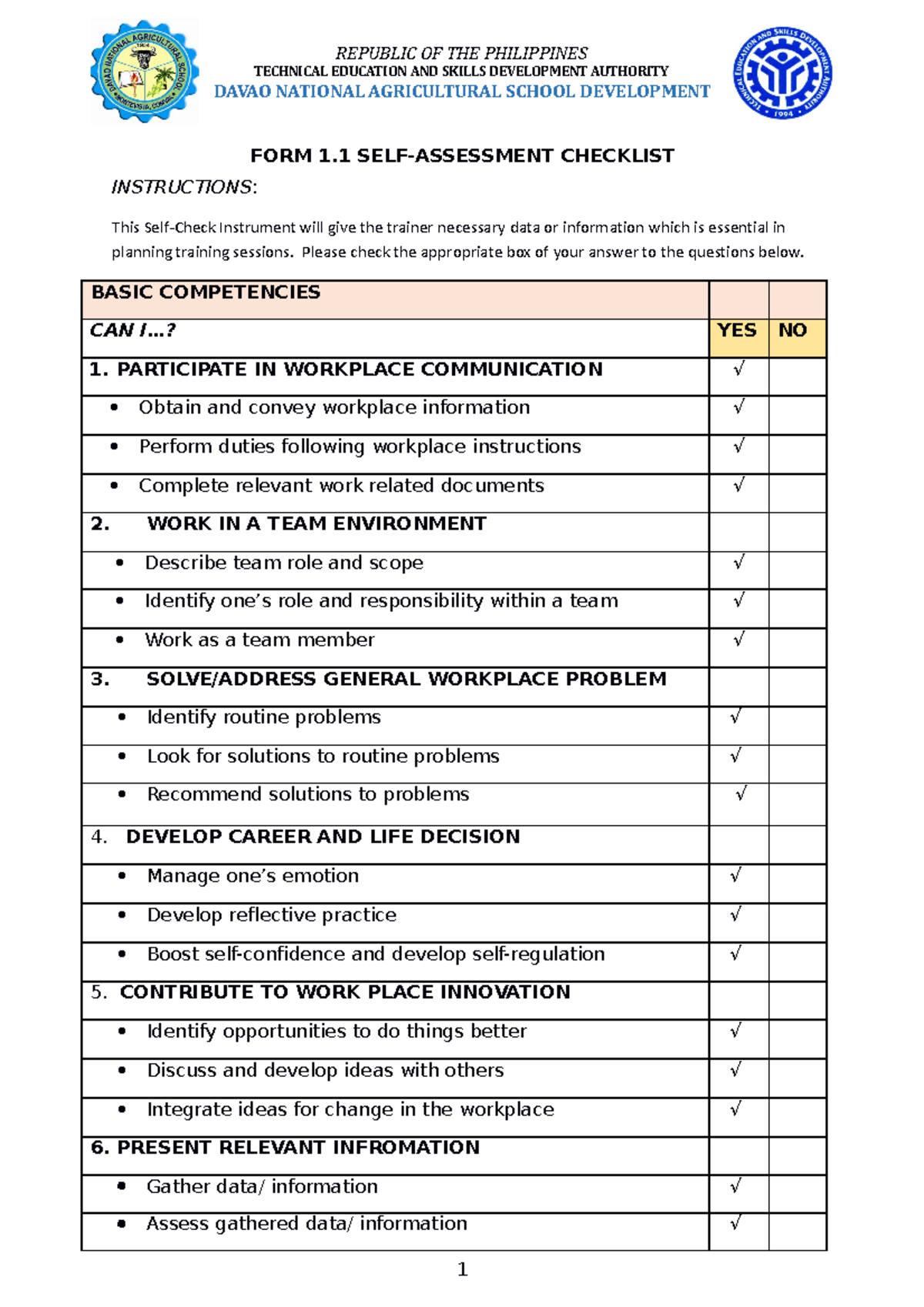 JE4. TNA Forms-1-4 - TM level 1 - TECHNICAL EDUCATION AND SKILLS ...