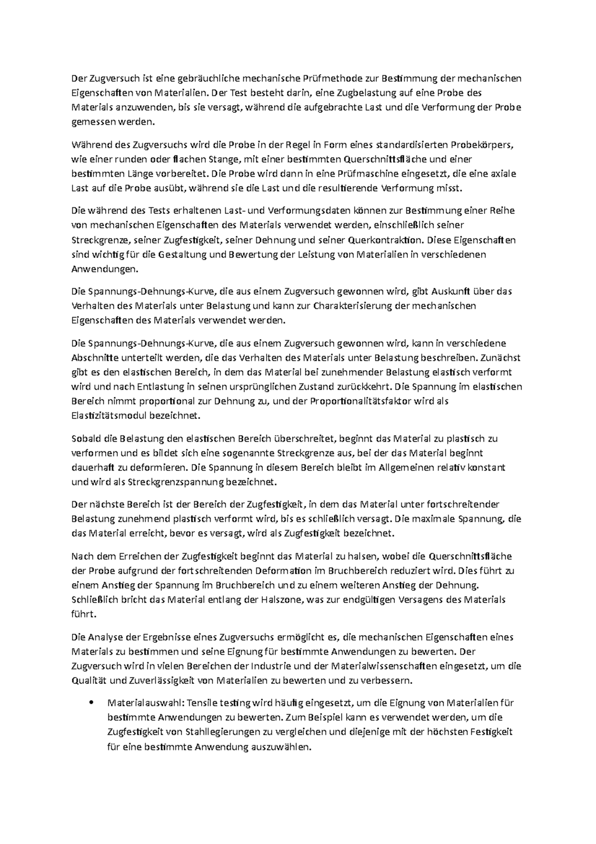 Zugversuch - Werkstoffkunde WS22 Prof.Pyttel - Der Zugversuch ist eine ...