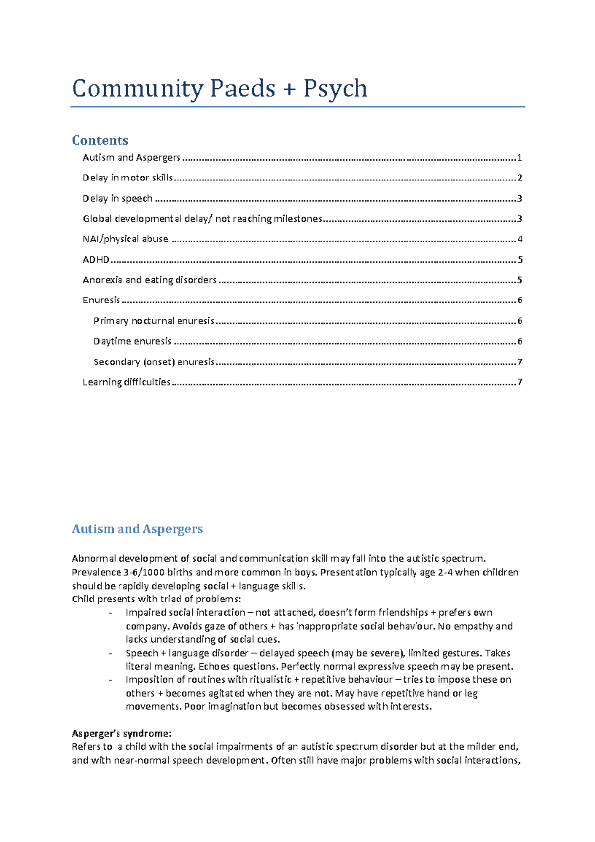 Revision Notes Clinical Phase 2 - Child Health: Community - Community ...