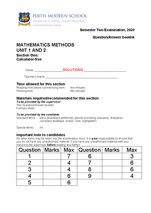 2016 Methods Y12 Sem 1 Exam - Semester One Examination, 2016 Question ...