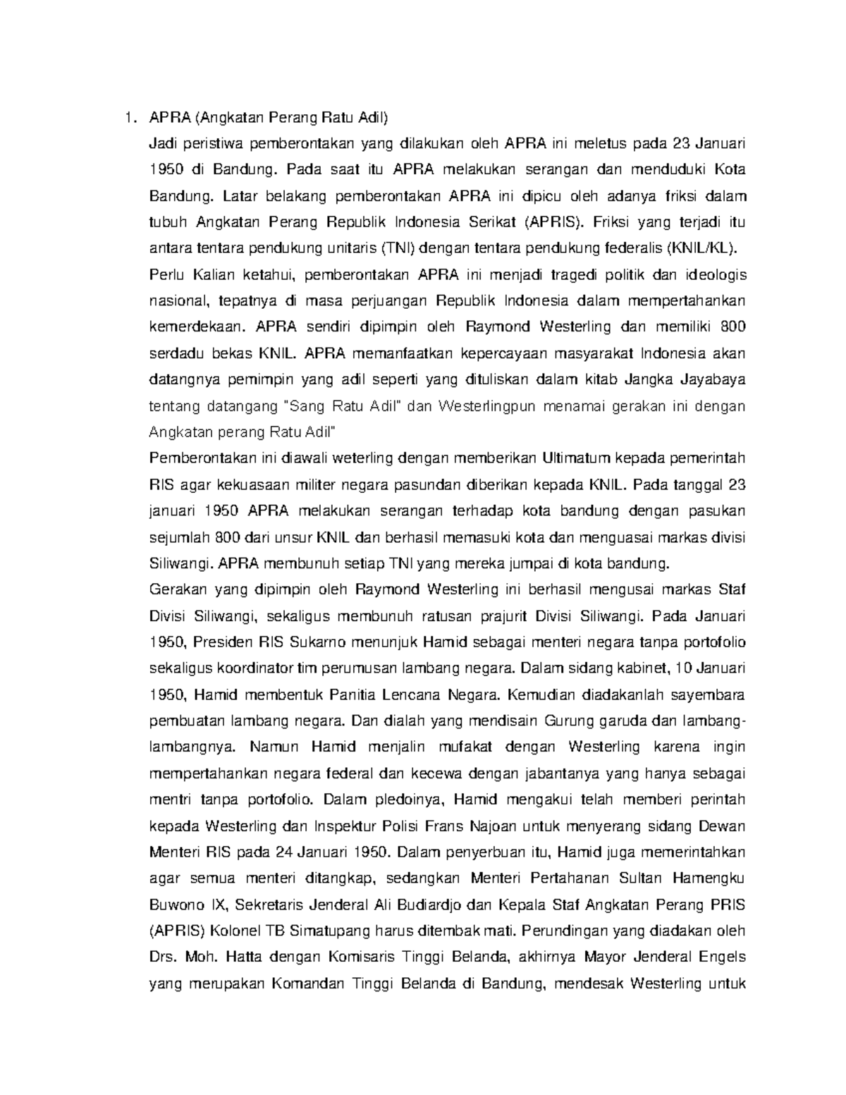APRA DST - APRA, ANDI AZIZ - sejarah - Studocu