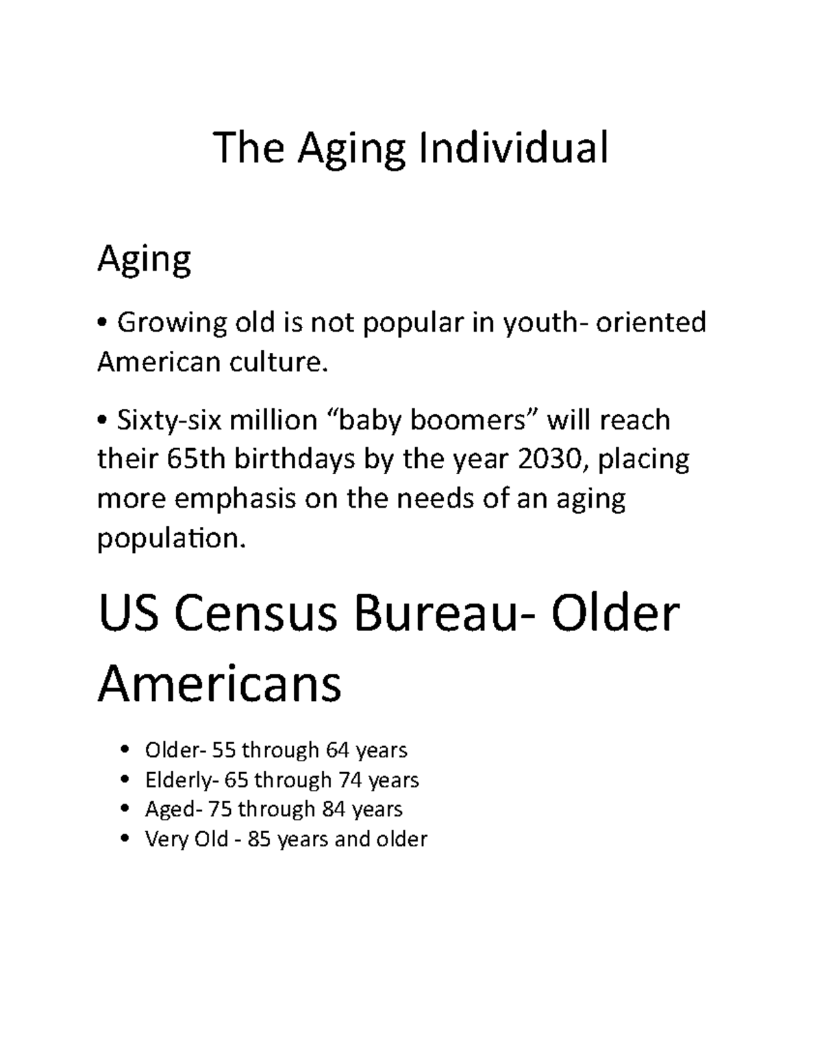 The Aging Individual - notes - The Aging Individual ####### Aging ...