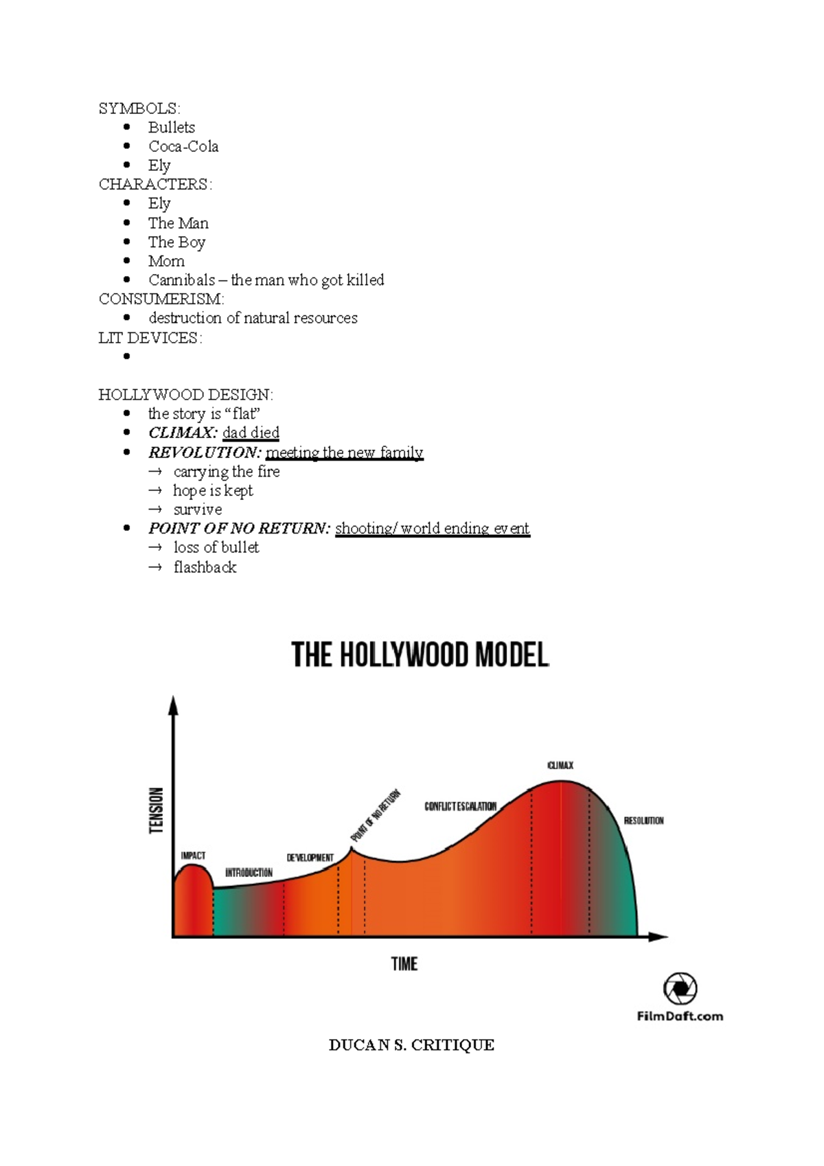 The Road analysis - Road notes by mccarthy - SYMBOLS: Bullets Coca-Cola ...