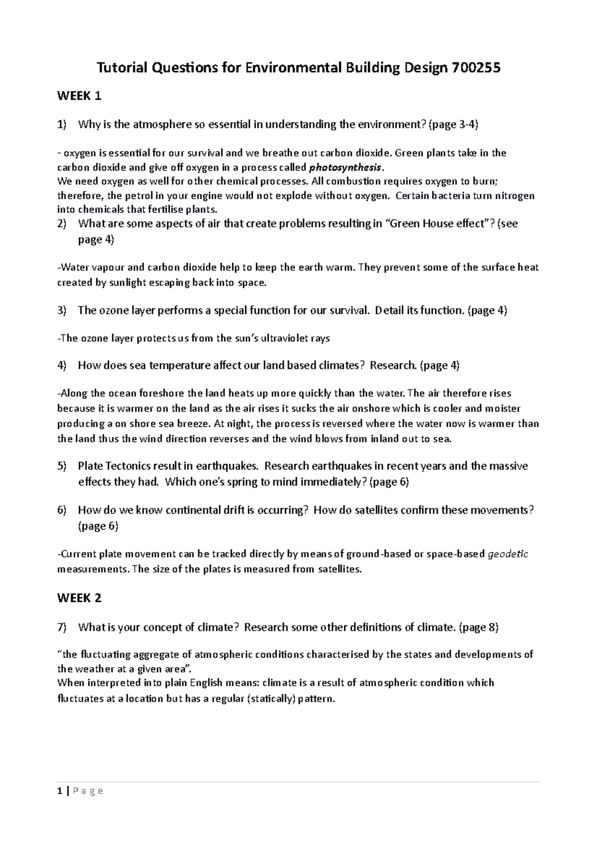 Tutorial Questions for weeks 1-10 (150617) - Tutorial Questions for ...