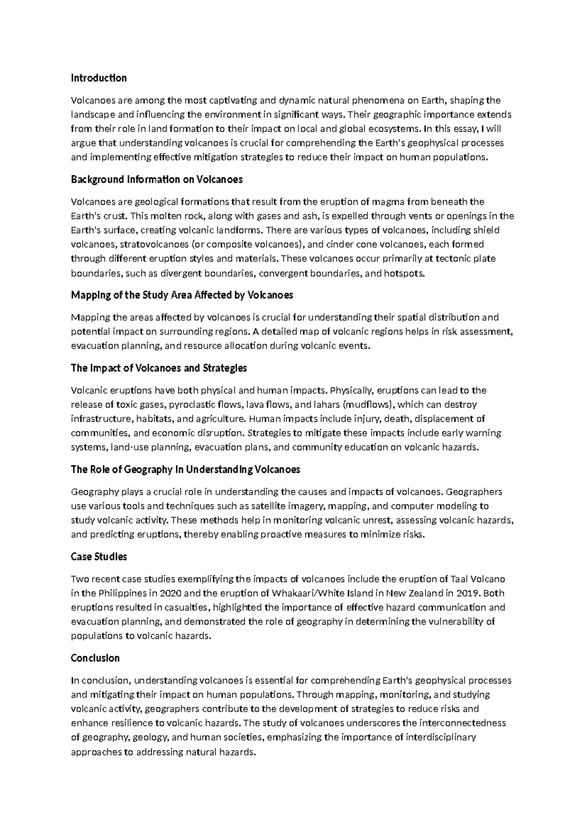 Boitshoko - example - Introduction Volcanoes are among the most ...