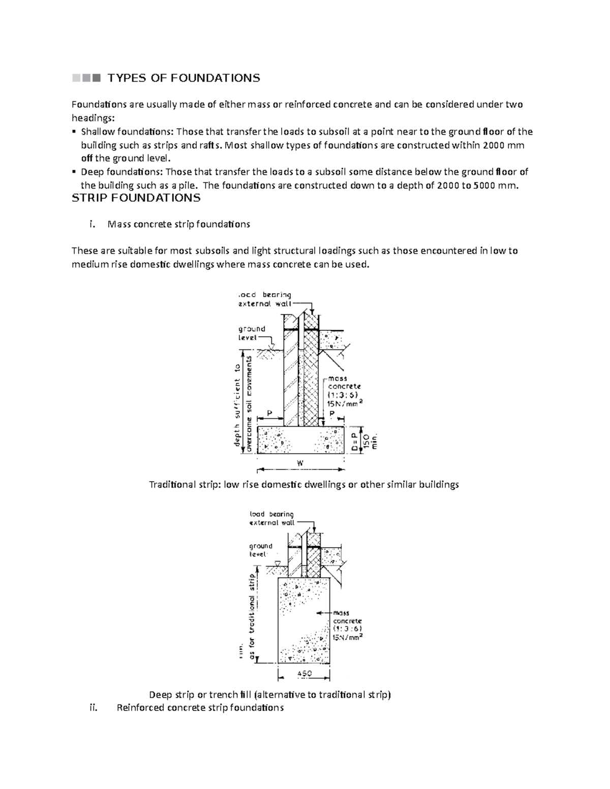 Types OF Foundations - LECTURE NOTES WILL HELP YOU GET STARTED - TYPES ...