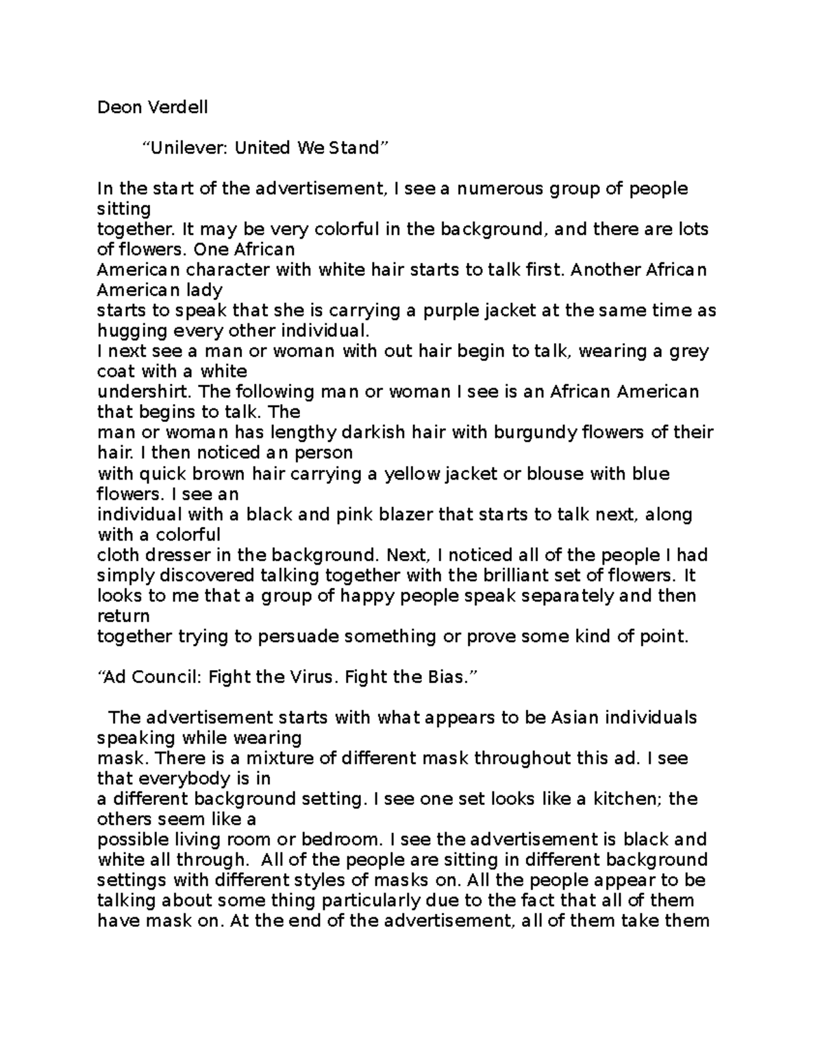 2-2 Activity Individual Representation in Advertisements - Deon Verdell ...