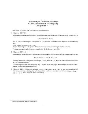 COGS3 Assignment 5 - Assignment 1 Due Date: At my office on January 22 ...