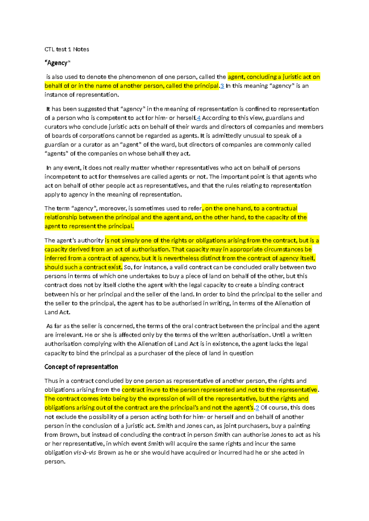 CTL test 1 Notes - CTL test 1 Notes “Agency” is also used to denote the ...