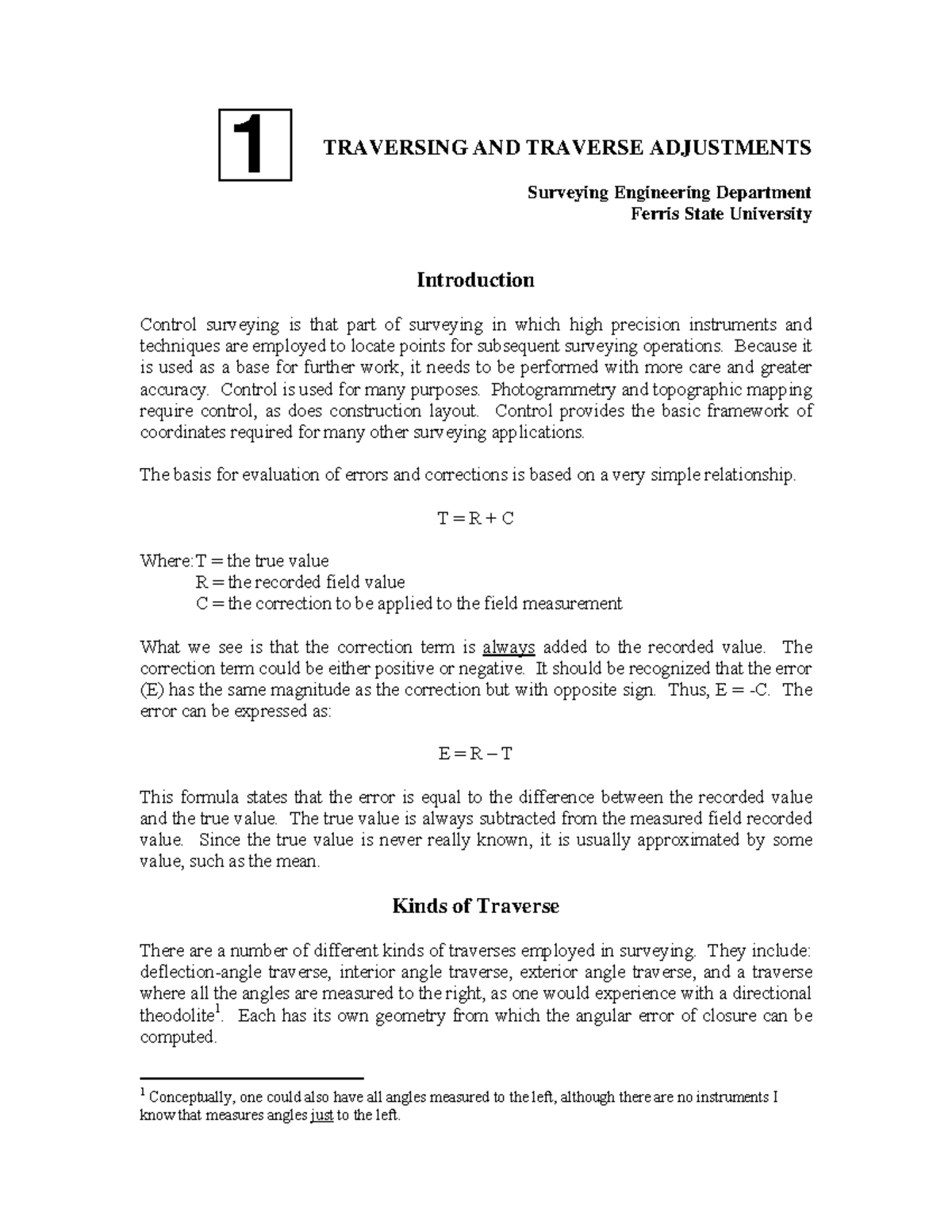 1344169680 Traverse adjustment text - 1 TRAVERSING AND TRAVERSE ...
