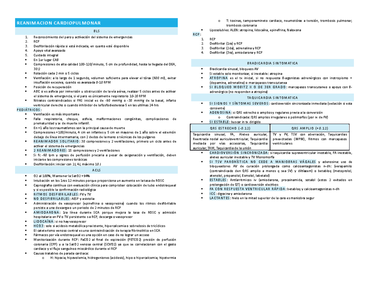 Urgencias y toxico enarm - REANIMACION CARDIOPULMONAR BLS ...