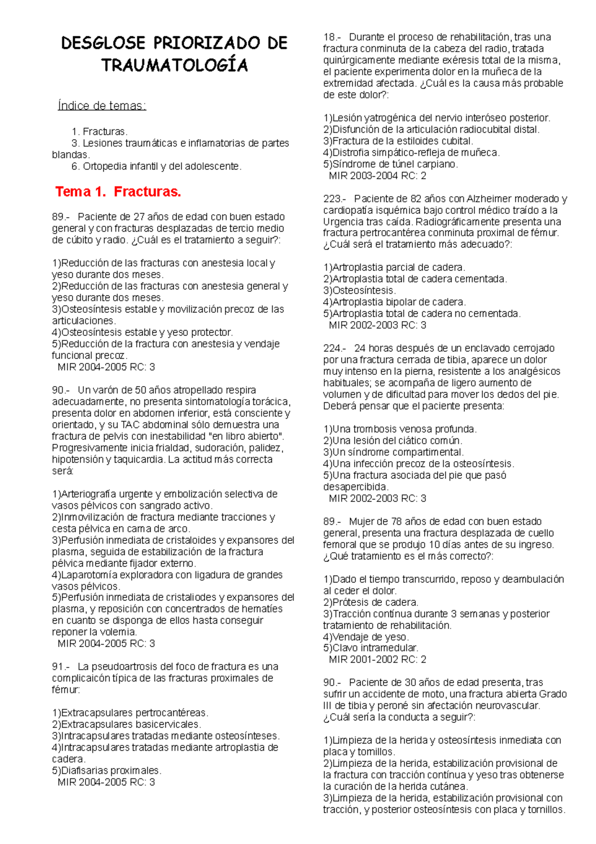 Traumatolog+ì A - banco - DESGLOSE PRIORIZADO DE TRAUMATOLOGÍA Índice ...
