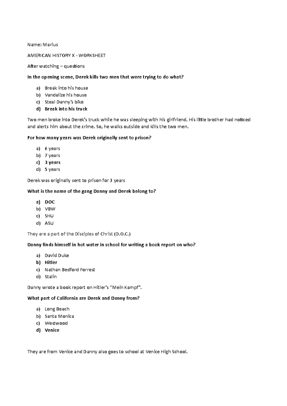 American History X - Marius - Name: Marius AMERICAN HISTORY X ...