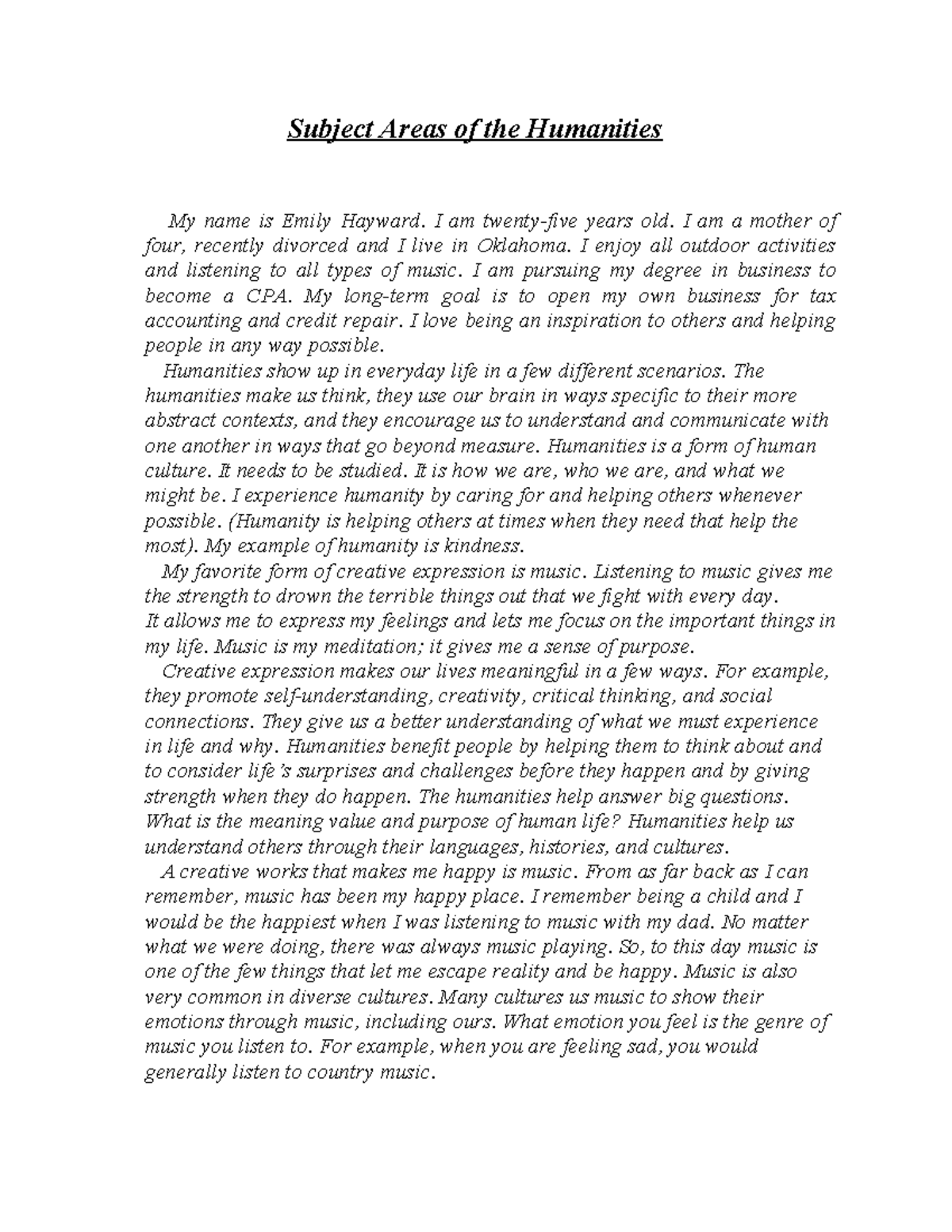 Subject Areas Of The Humanities (1) - Subject Areas of the Humanities ...