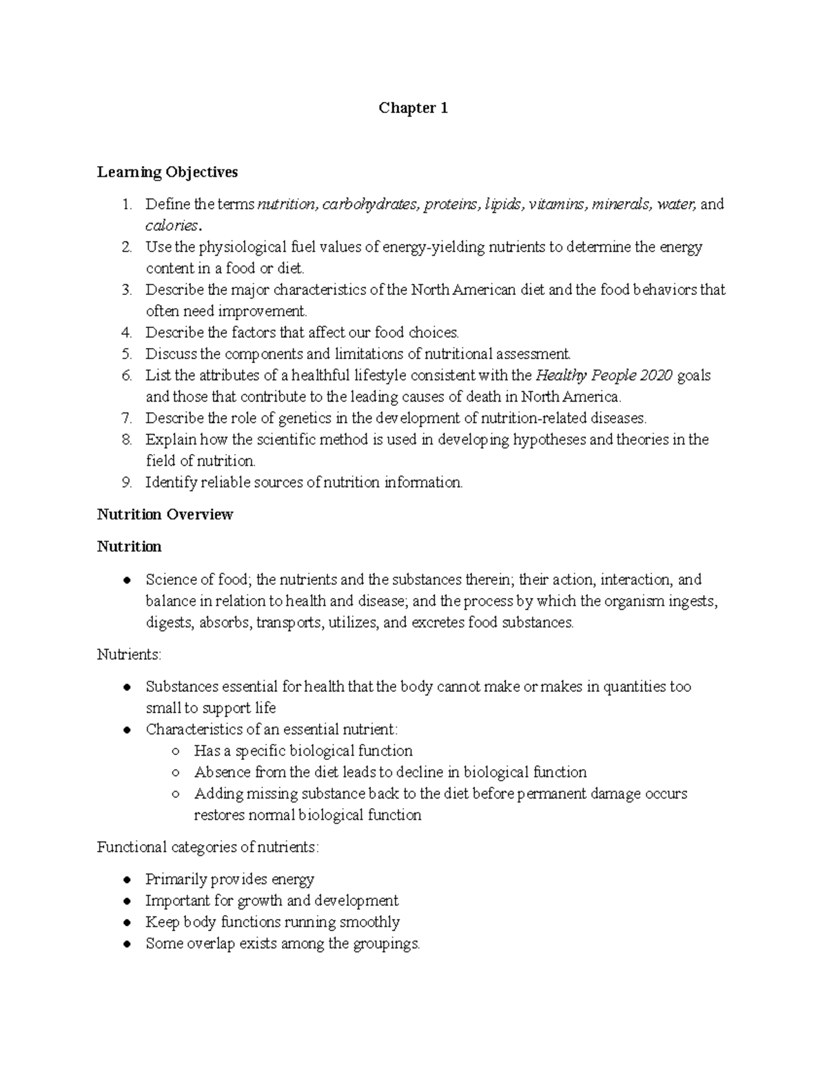 Chapter 1 Notes - Chapter 1 Learning Objectives Define the terms ...