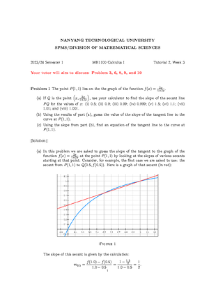 MH1101 Cheat sheet - Summary Calculus I - MH/101 Chapter 1 MH1101 Lecture 2 ...