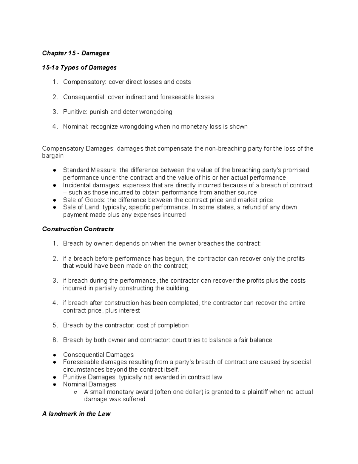 Chapter 15 - Damages - Professor: Yuval Simchi-Levi He is lecture heavy ...