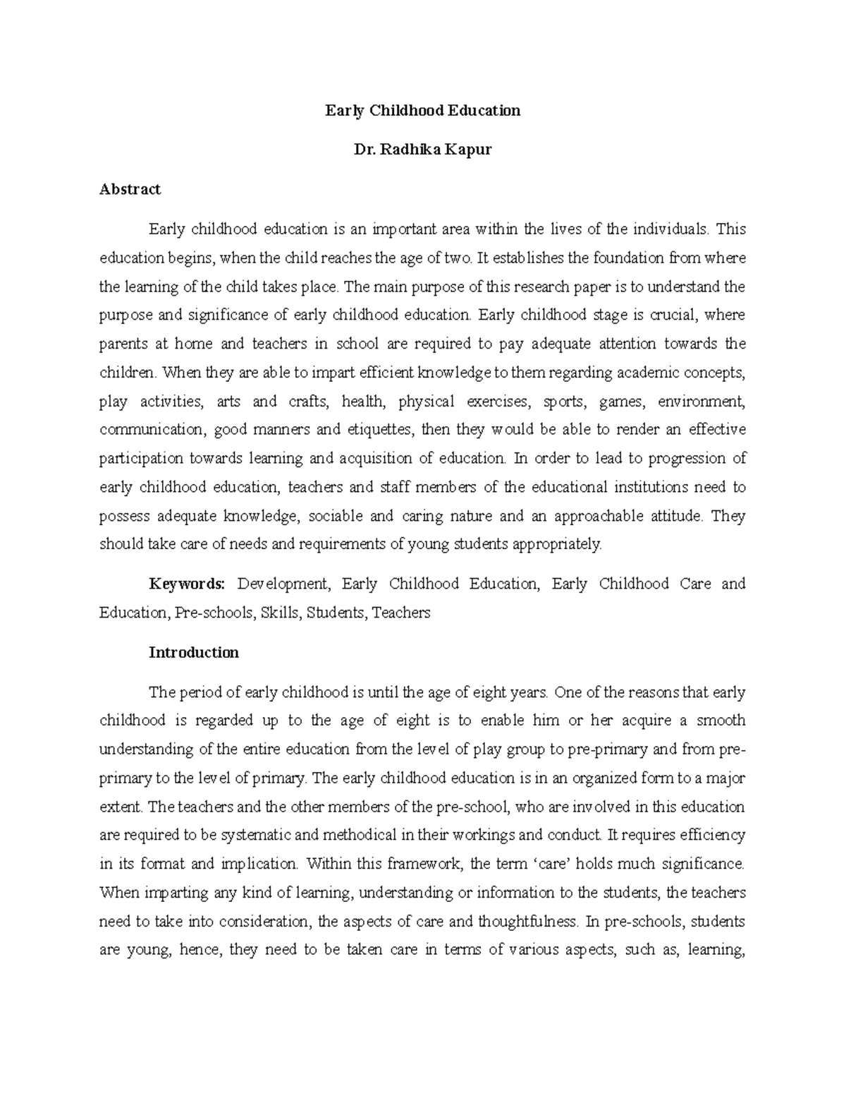 Introduction to ECE - Lecture Notes for Students - Early Childhood ...