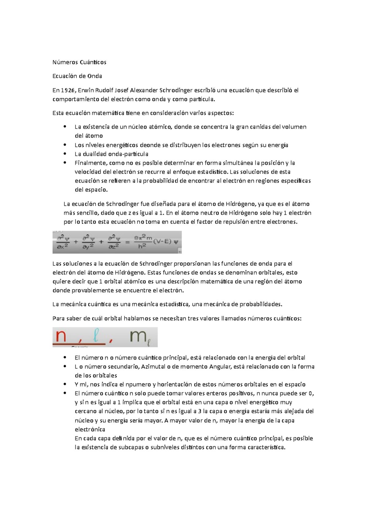 Números Cuánticos - Números Cuánticos Ecuación de Onda En 1926, Erwin ...