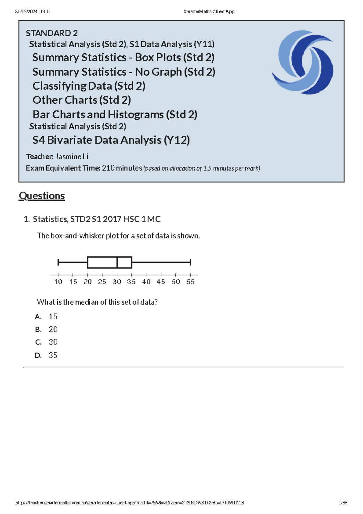 Data Past HSC Qs - .past hsc questions - 1. Statistics, STD2 S1 2017 ...