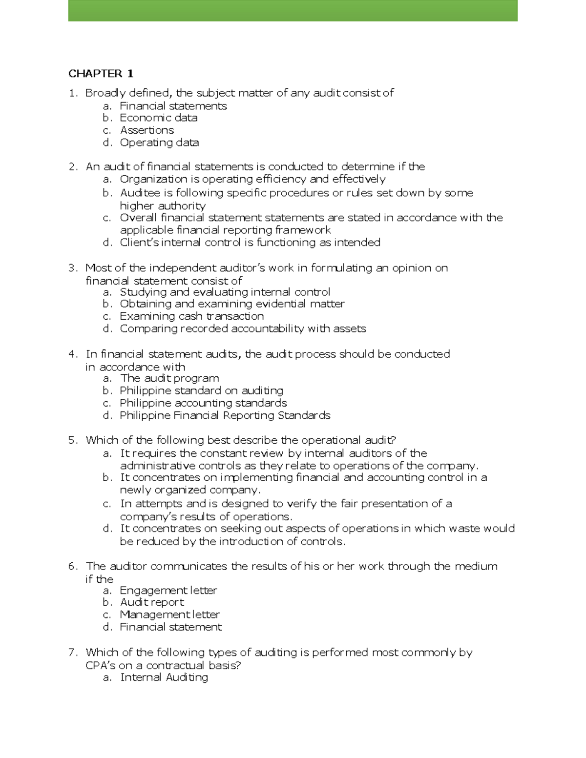 AT by Salogsacol Questions - CHAPTER 1 Broadly defined, the subject ...