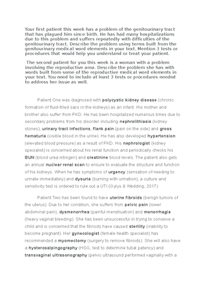 Wk 4 - Project (Part 1) - Medical terminology - The Genitourinary ...