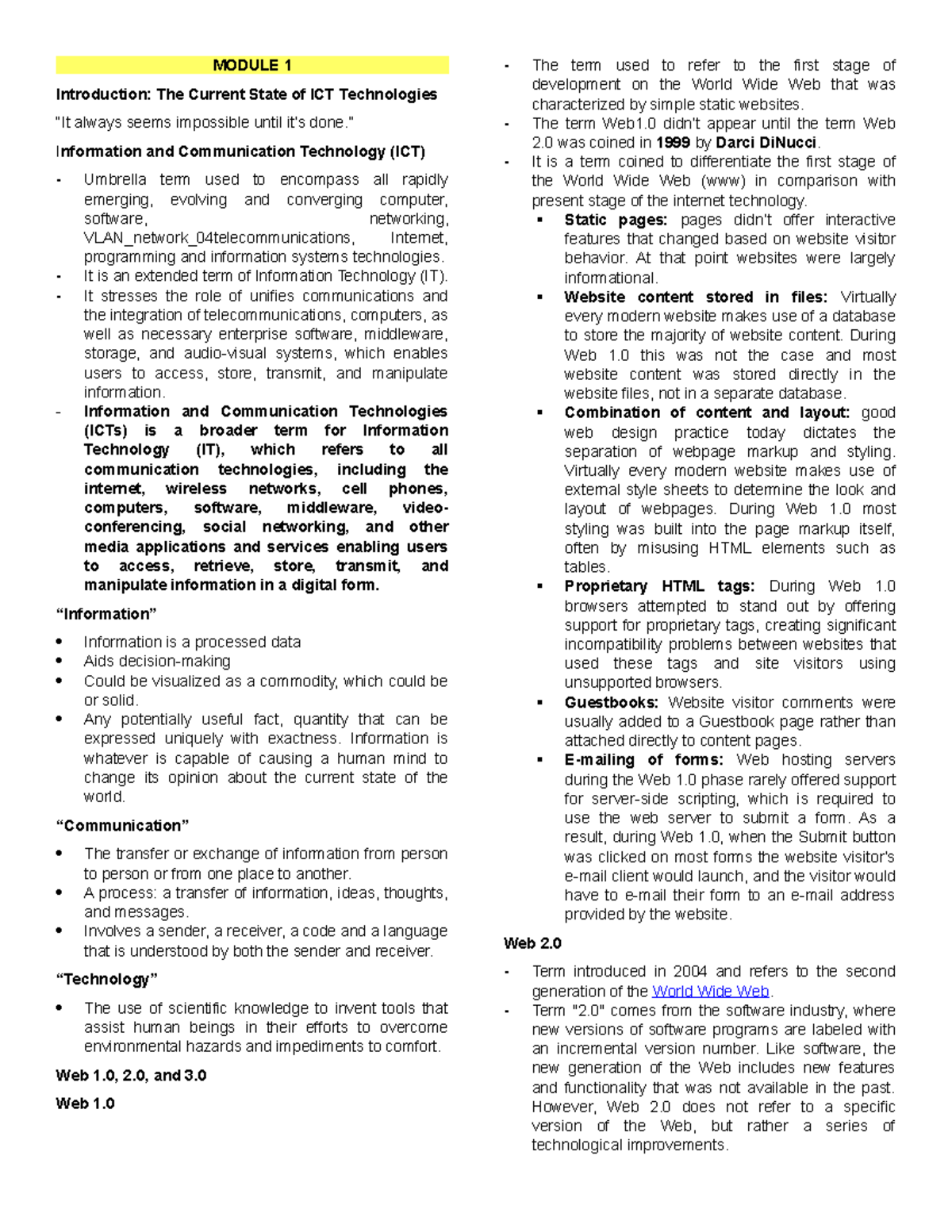 Living IN THE IT ERA Midterm Coverage - MODULE 1 Introduction: The ...