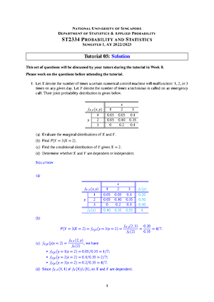 Tutorial 7 solution - sol - NATIONAL UNIVERSITY OF SINGAPORE DEPARTMENT ...