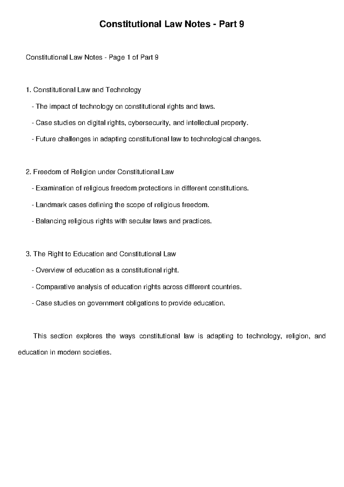 Constitutional law notes part 9 - Constitutional Law Notes - Part 9 ...