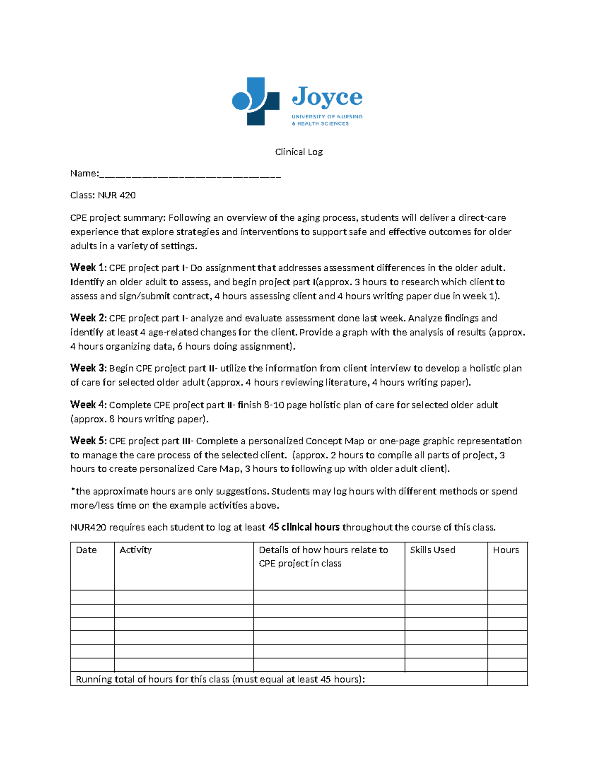 420- clinical log - Clinical Log Name ...
