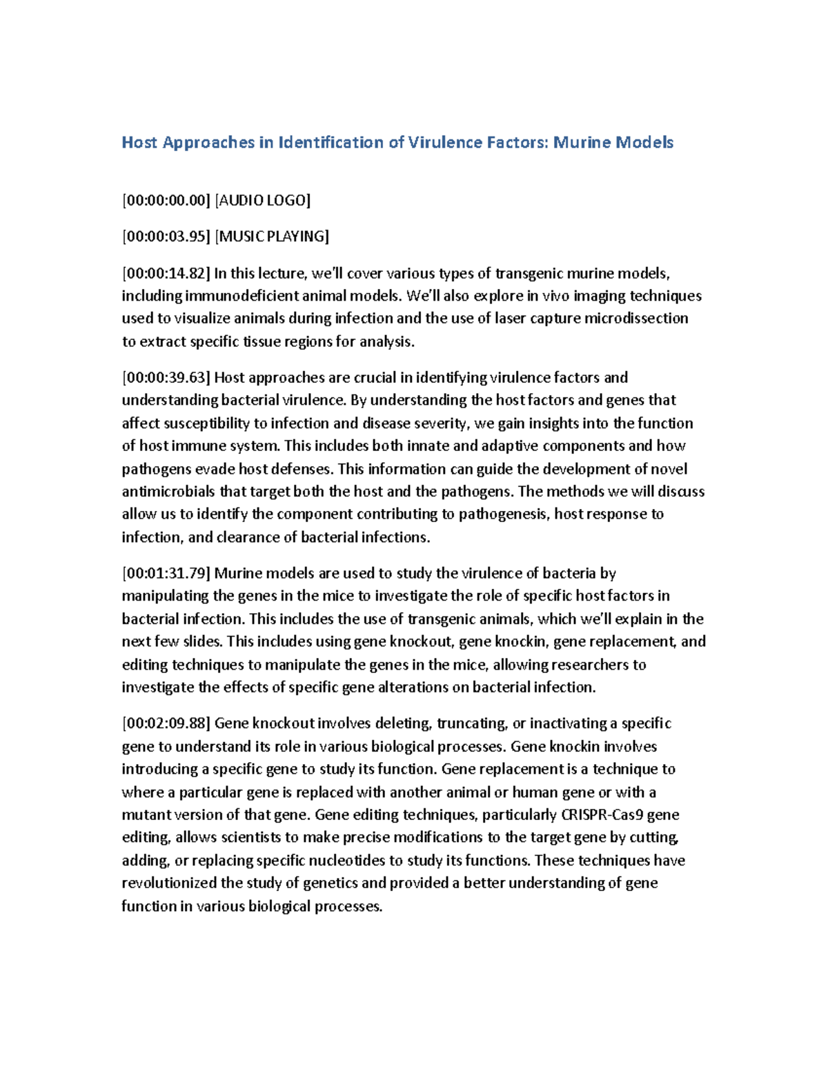 M08 02 MCB4203 transcript - Host Approaches in Identification of ...