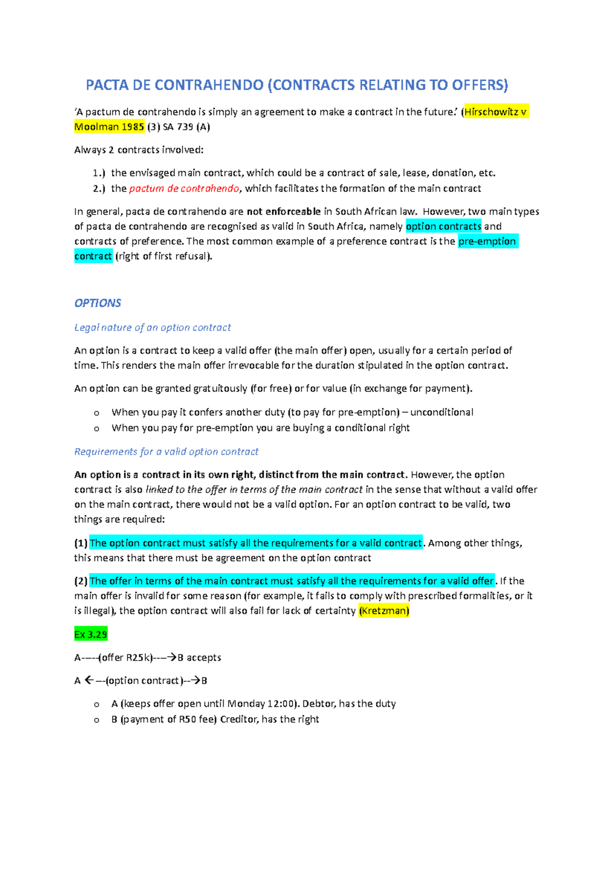 ( Contracts Relating TO Offers) - PACTA DE CONTRAHENDO (CONTRACTS RELATING TO OFFERS) ‘A pactum ...