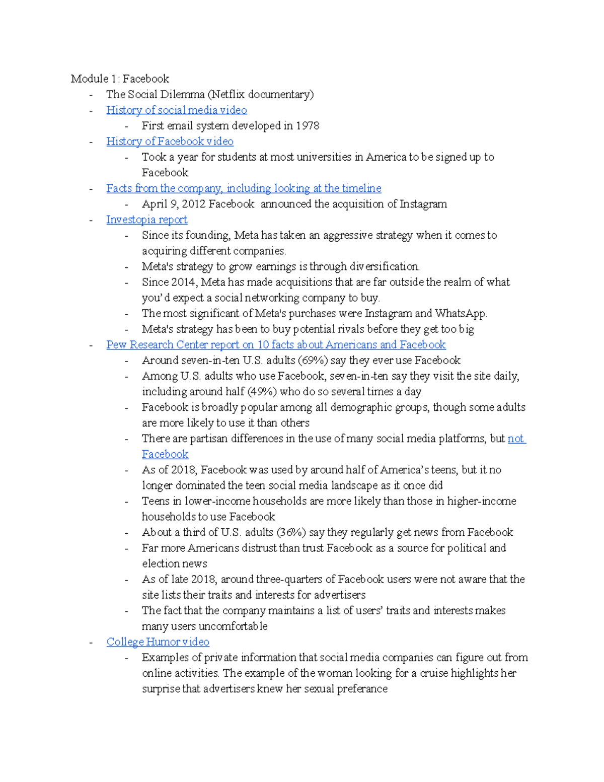 JOUR282 midterm study guide - Module 1: Facebook - The Social Dilemma ...